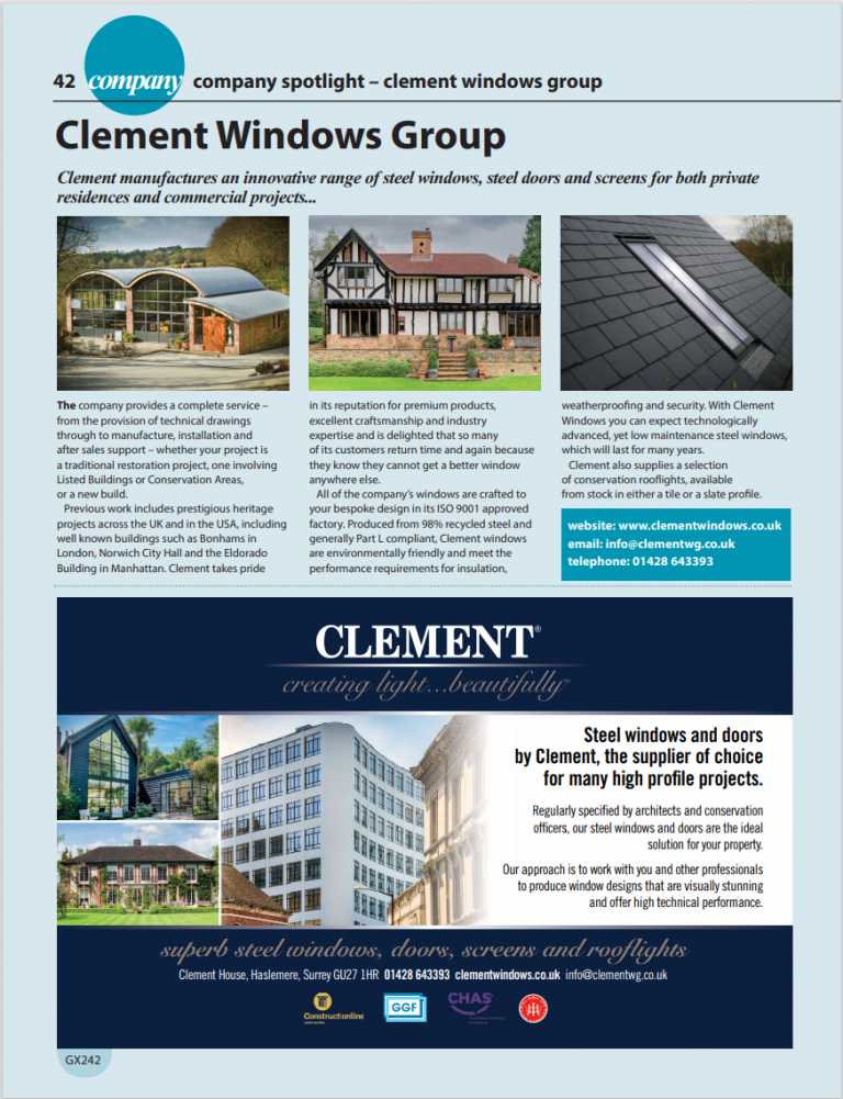 Clement featured in ABCD September | Clement Windows